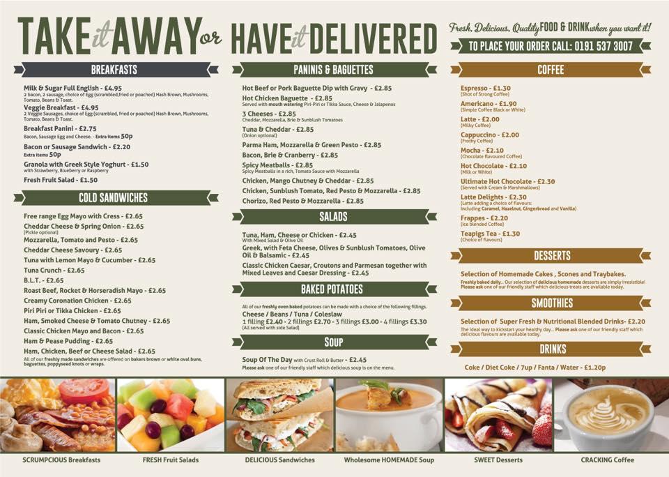 Menu at Milk & Sugar Coffee Shop cafe, Boldon Colliery