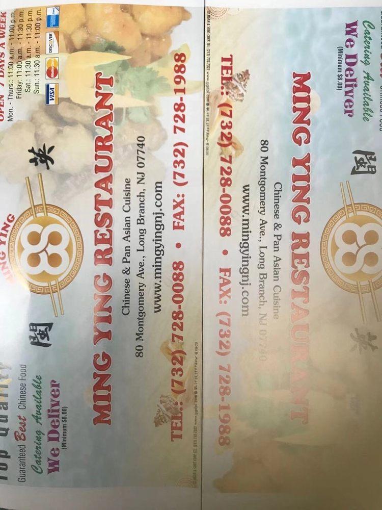Menu at Ming Ying Chinese Restaurant, Long Branch