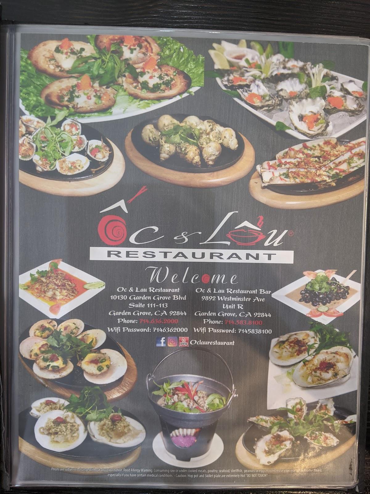 Menu at Oc & Lau Restaurant, Garden Grove, Garden Grove Blvd
