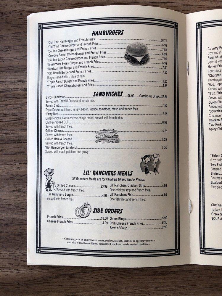 Menu at Ranch Restaurant, Greeley