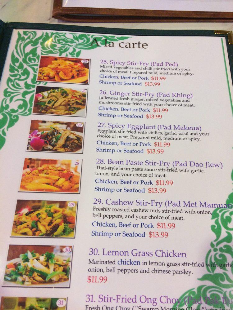 Menu at Siam Square restaurant, Honolulu