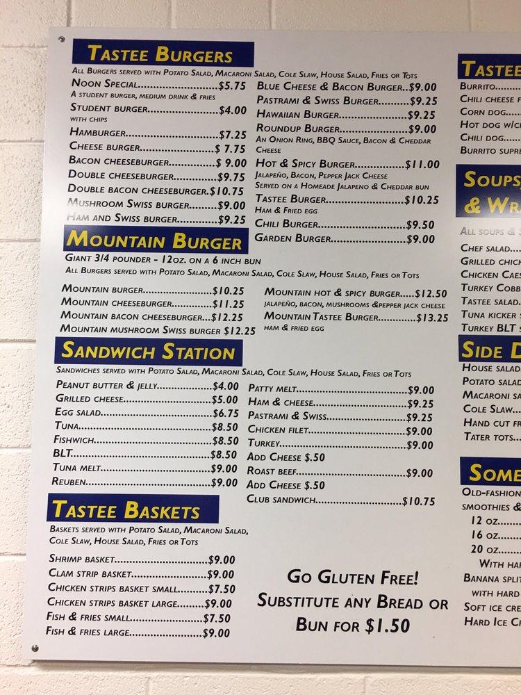 Menu at Tastee Treet restaurant, Prineville