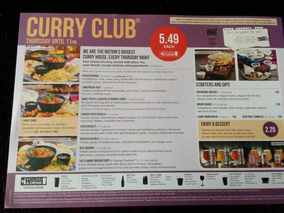 Carta del pub y bar The Angel - JD Wetherspoon, Basingstoke
