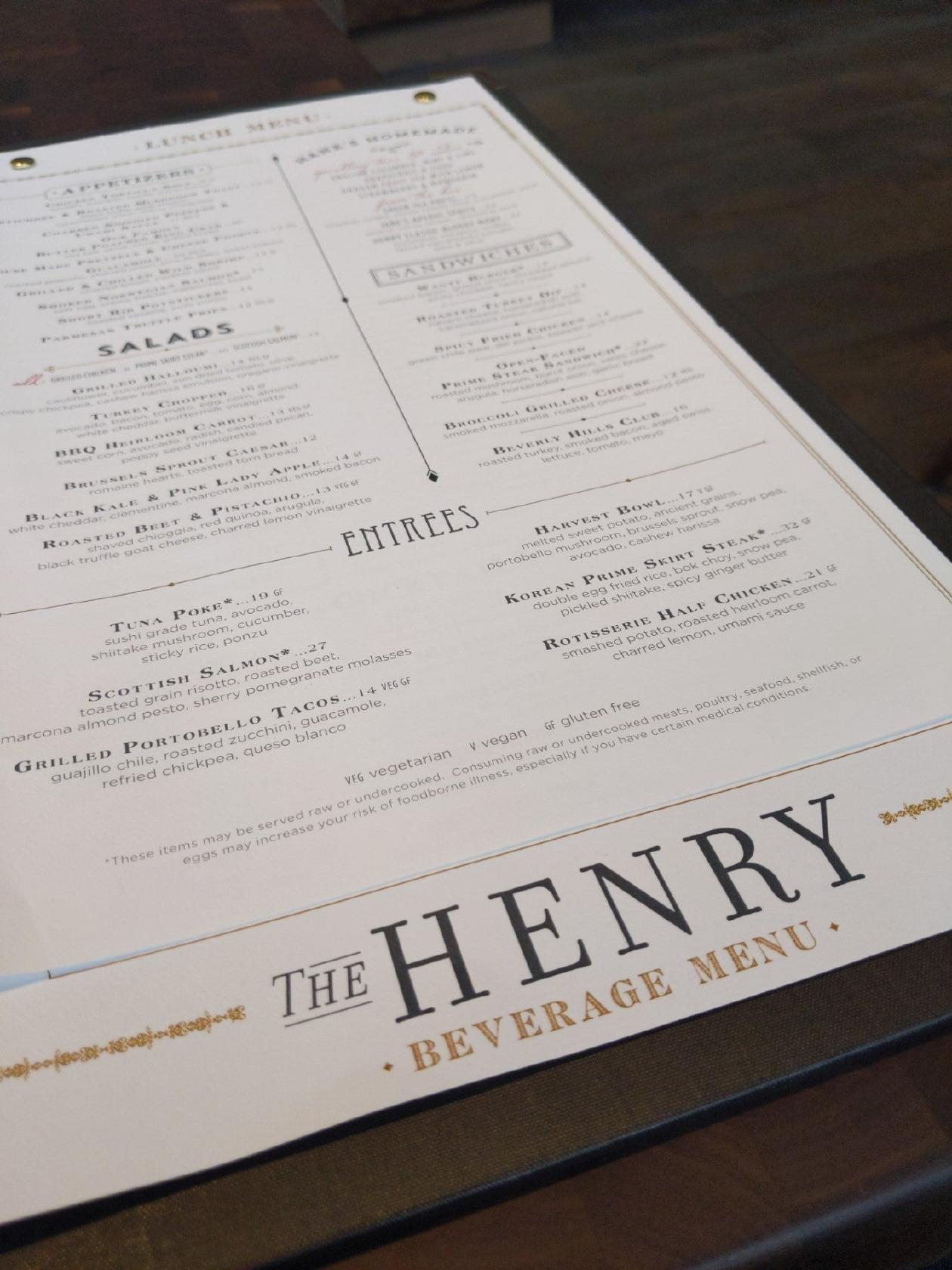 Menu at The Henry restaurant, Dallas, N Akard St Suite 250