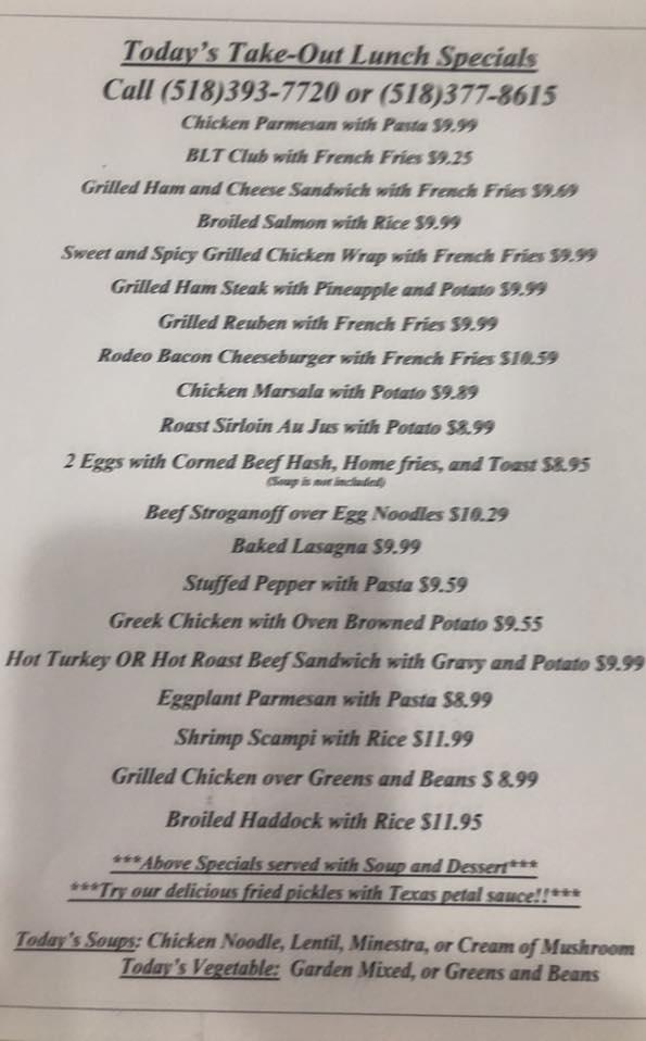 Menu at Bellevue Cafe, Schenectady