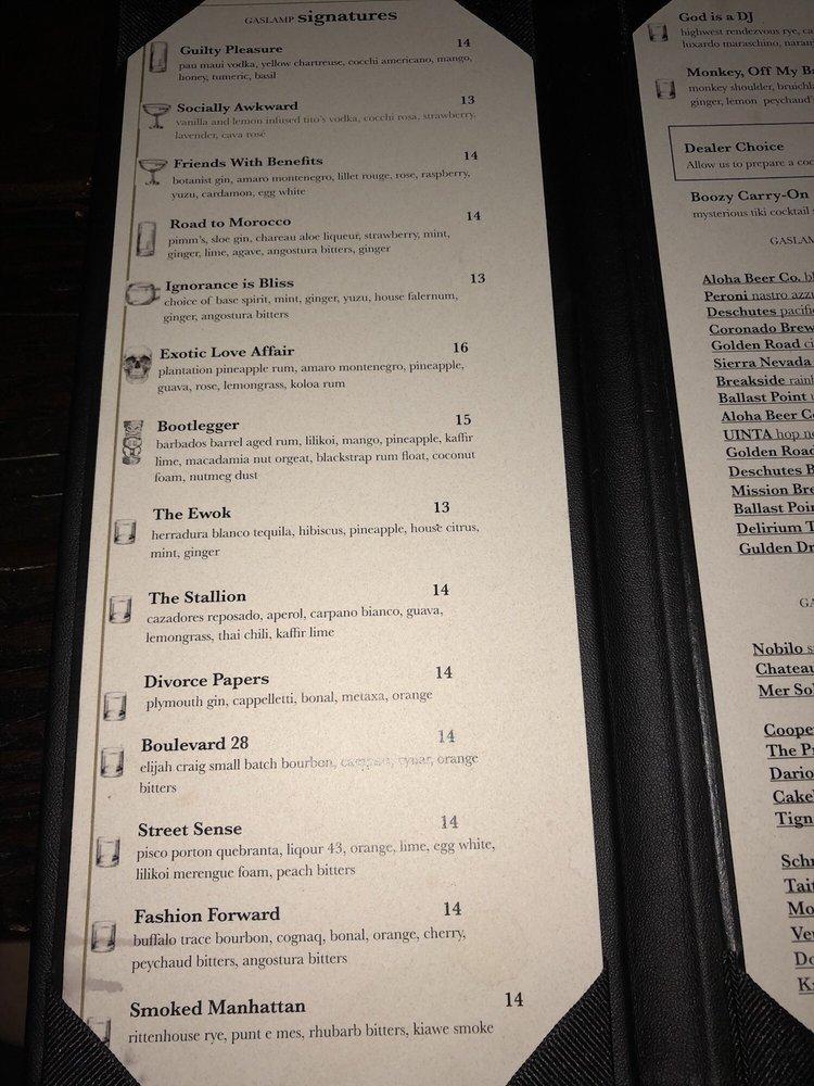 Menu at Gaslamp pub & bar, Kailua
