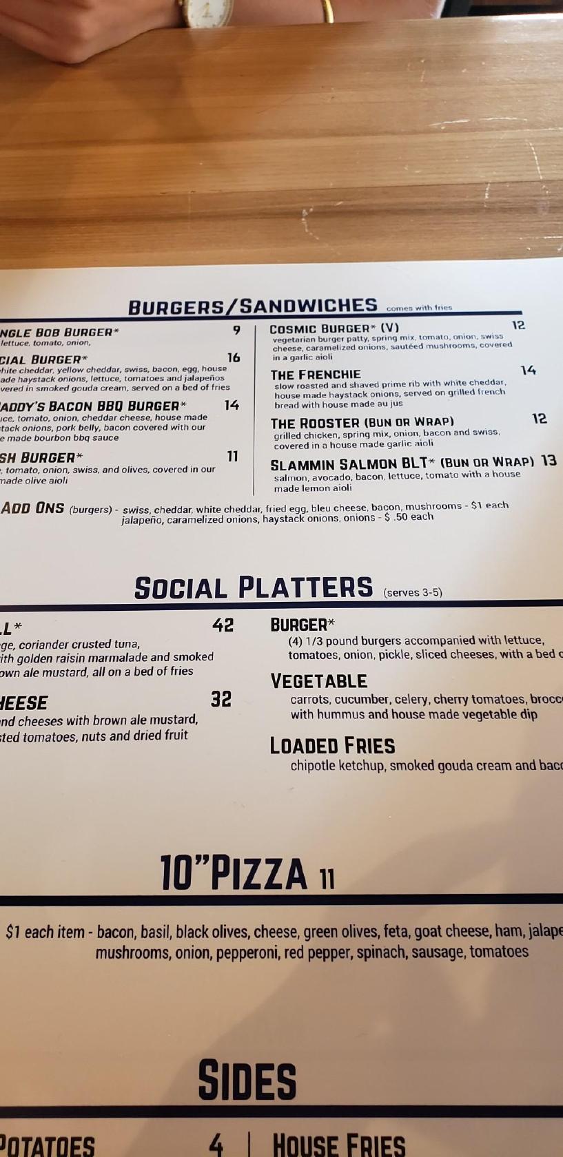 Menu at Social House Kitchen and Bar, Grand Rapids
