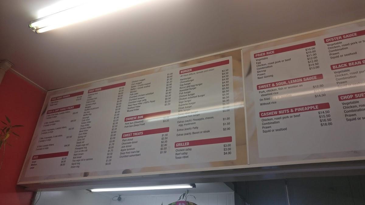 Menu at Supreme Fast Food, Wellington