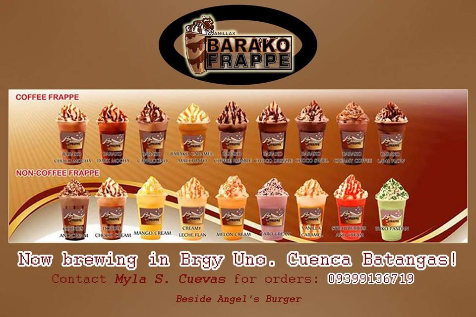 Menu at Barako Frappe, Philippines