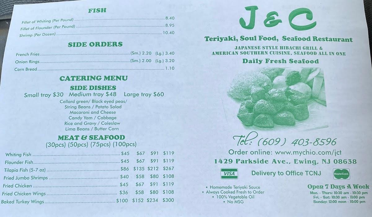 Menu at J C Teriyaki restaurant, Ewing Township