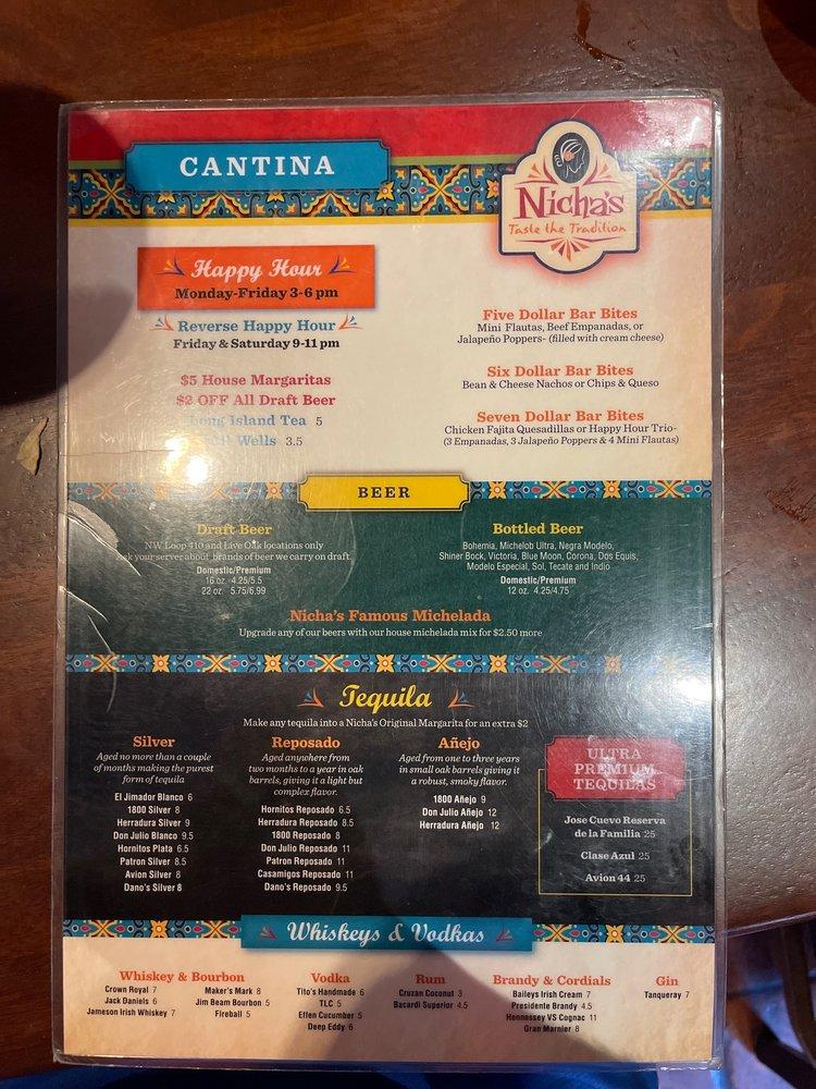 Menu at Nicha's Comida Mexicana - Loop 410 restaurant, San Antonio ...
