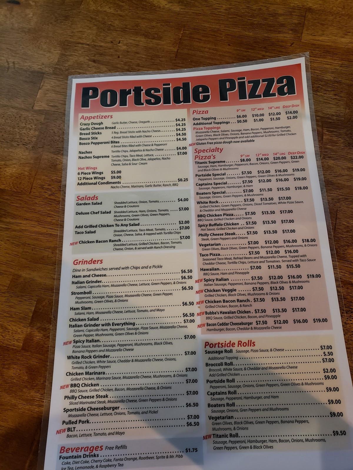 Menu at Portside Pizza pizzeria, Tri-Lakes