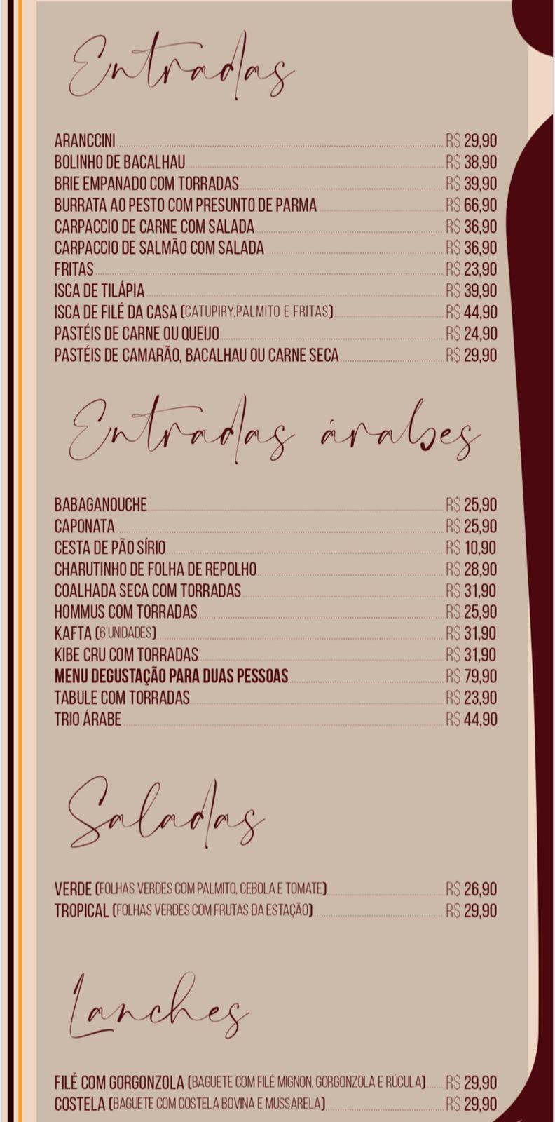 Menu em Rizz Restaurante, Espírito Santo do Pinhal