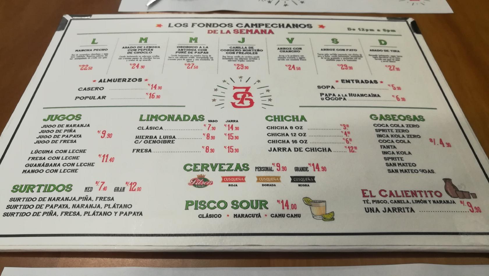 Carta del restaurante Siete Sopas Surquillo, Surquillo, Av. Angamos ...