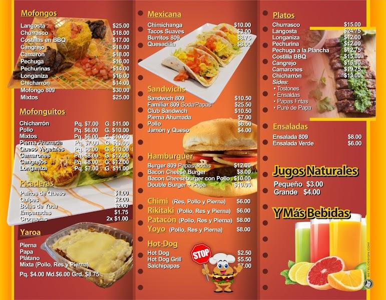 Menu at Stop 809 restaurant, New York City, 537 W 207th St