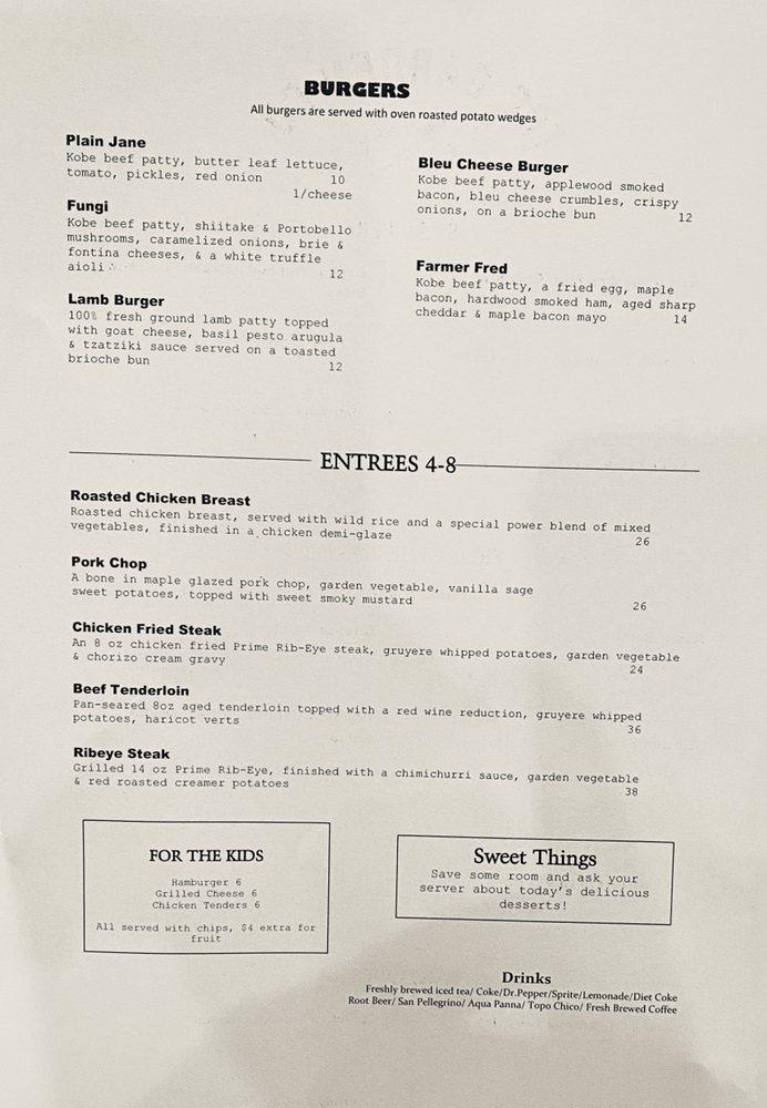 Menu at The Garden Company in Round Top cafe, Round Top