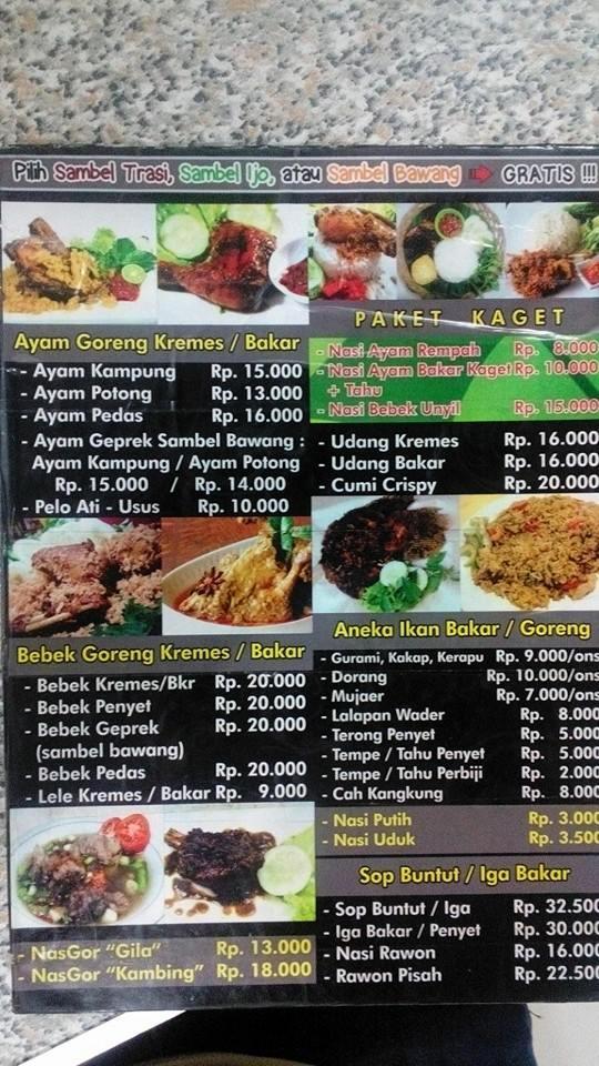 Menu at Warung Malam Kopi & Teh cafe, Malang