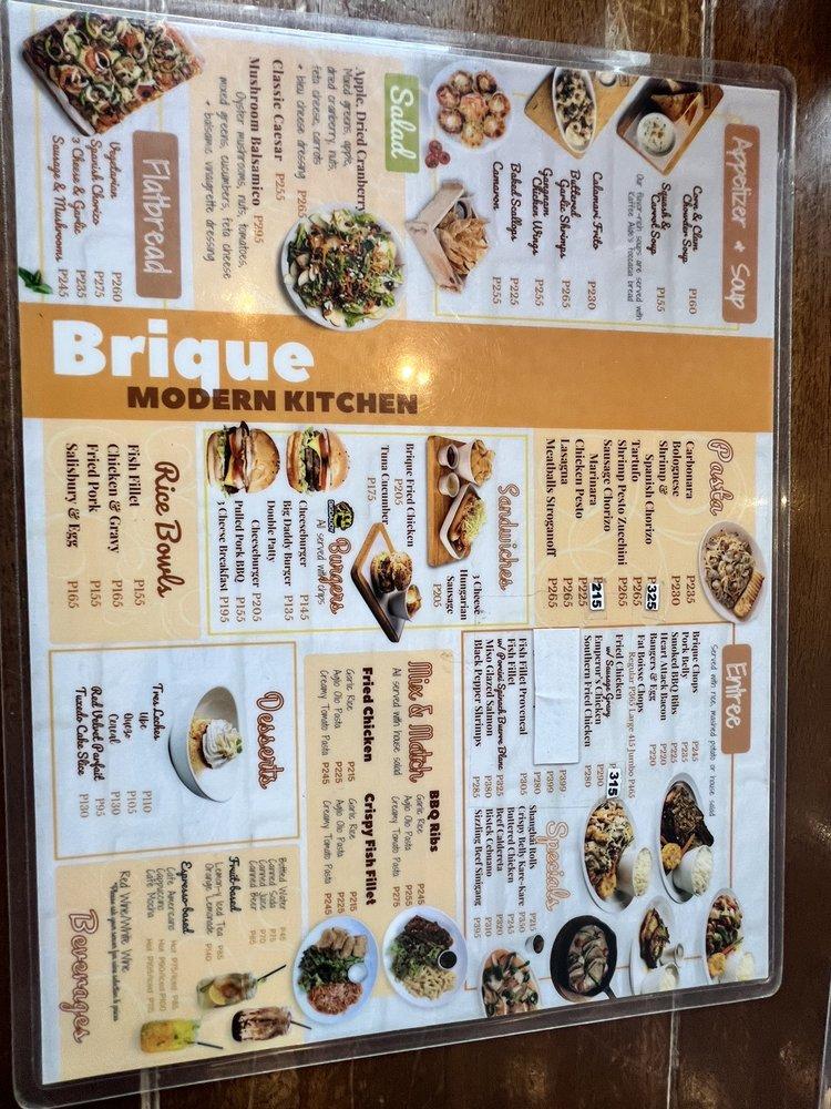 Menu at Brique Modern Kitchen cafe, Cebu City, ayala center cebu