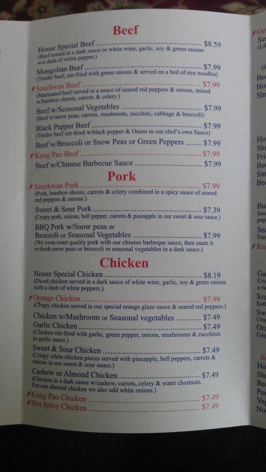 Menu at China Quick Wok restaurant, San Diego
