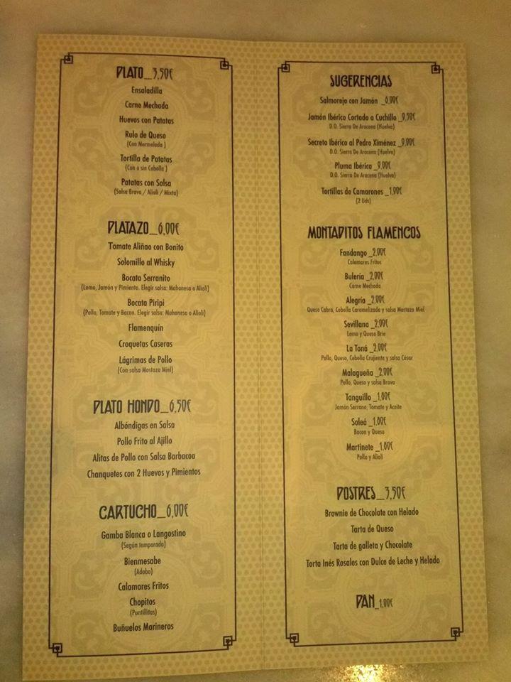 Menu at La Toná Plaza Mayor restaurant, Madrid
