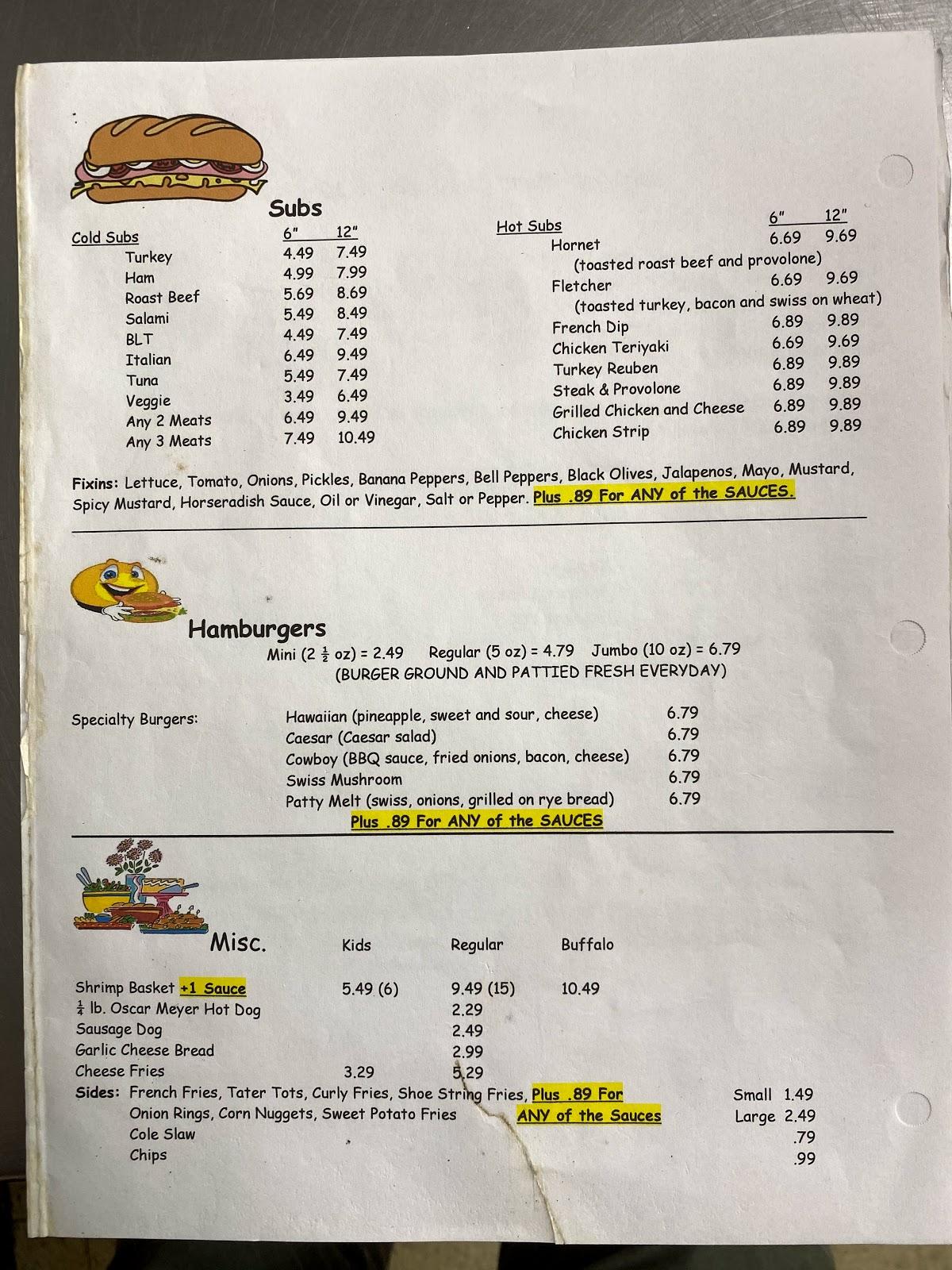 Menu at Mayo Subs fast food, Mayo
