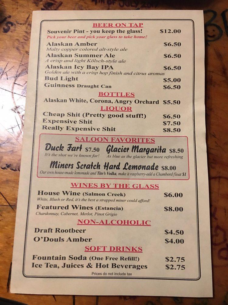 Menu at Red Dog Saloon pub & bar, Juneau