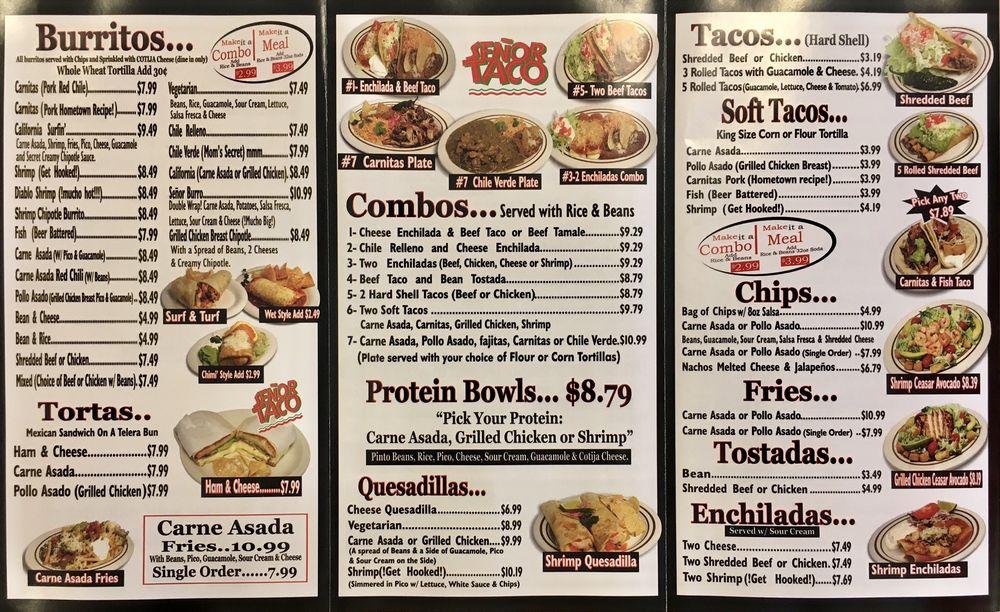 Menu at Señor Taco restaurant, Sun City West