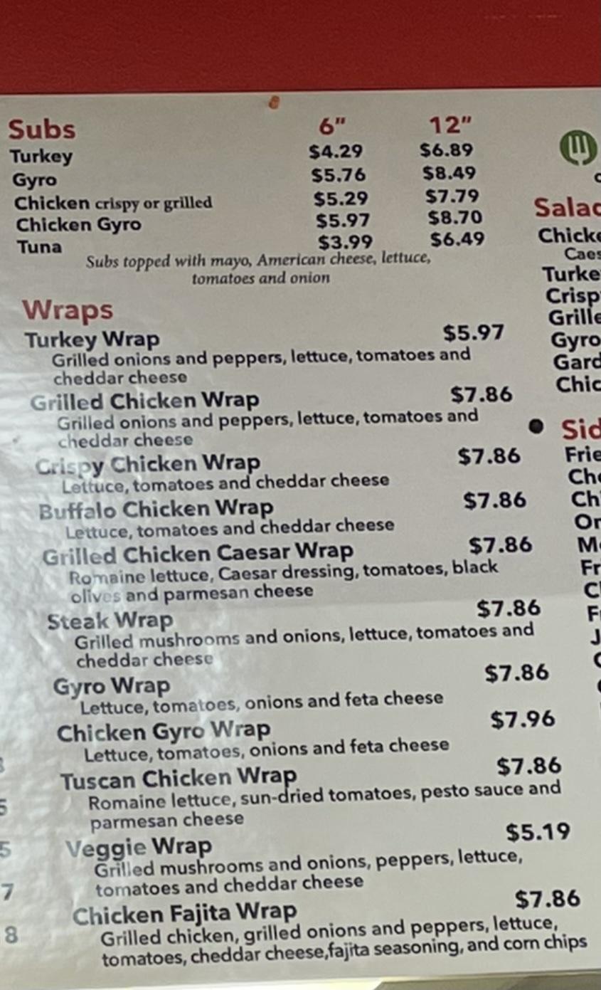 Menu at Taste Of The Windy City restaurant, Appleton