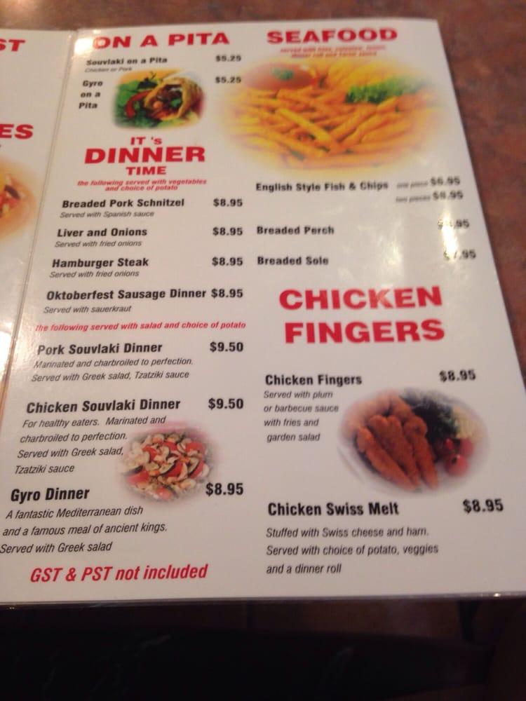 Menu at The Checkerboard Restaurant, Kitchener