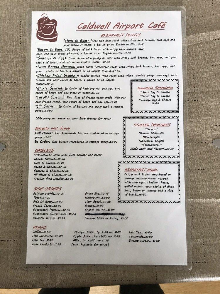 Menu at Airport Cafe, Caldwell, Aviation Way