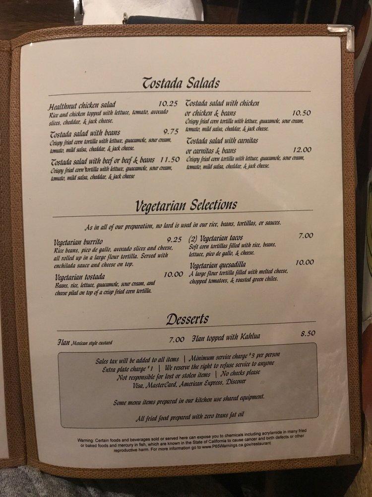 Menu at Casa del Rey Mexican Restaurant & Cantina, San Dimas