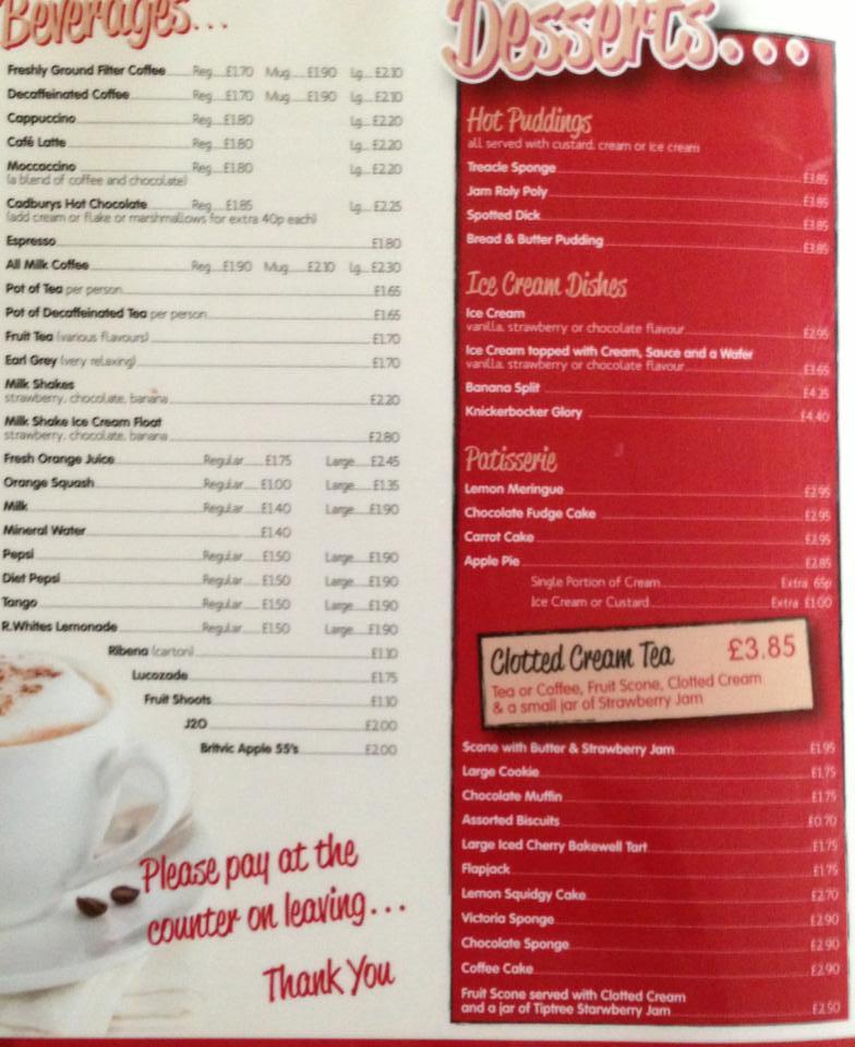 Menu at The Cottage Loaf (The Hildreds Shopping Centre) cafe, Skegness