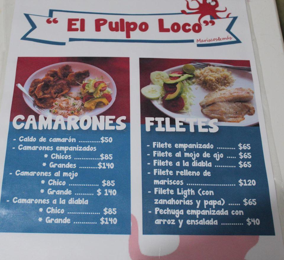 Menu at El PULPO LOCO" restaurant, Tezontepec
