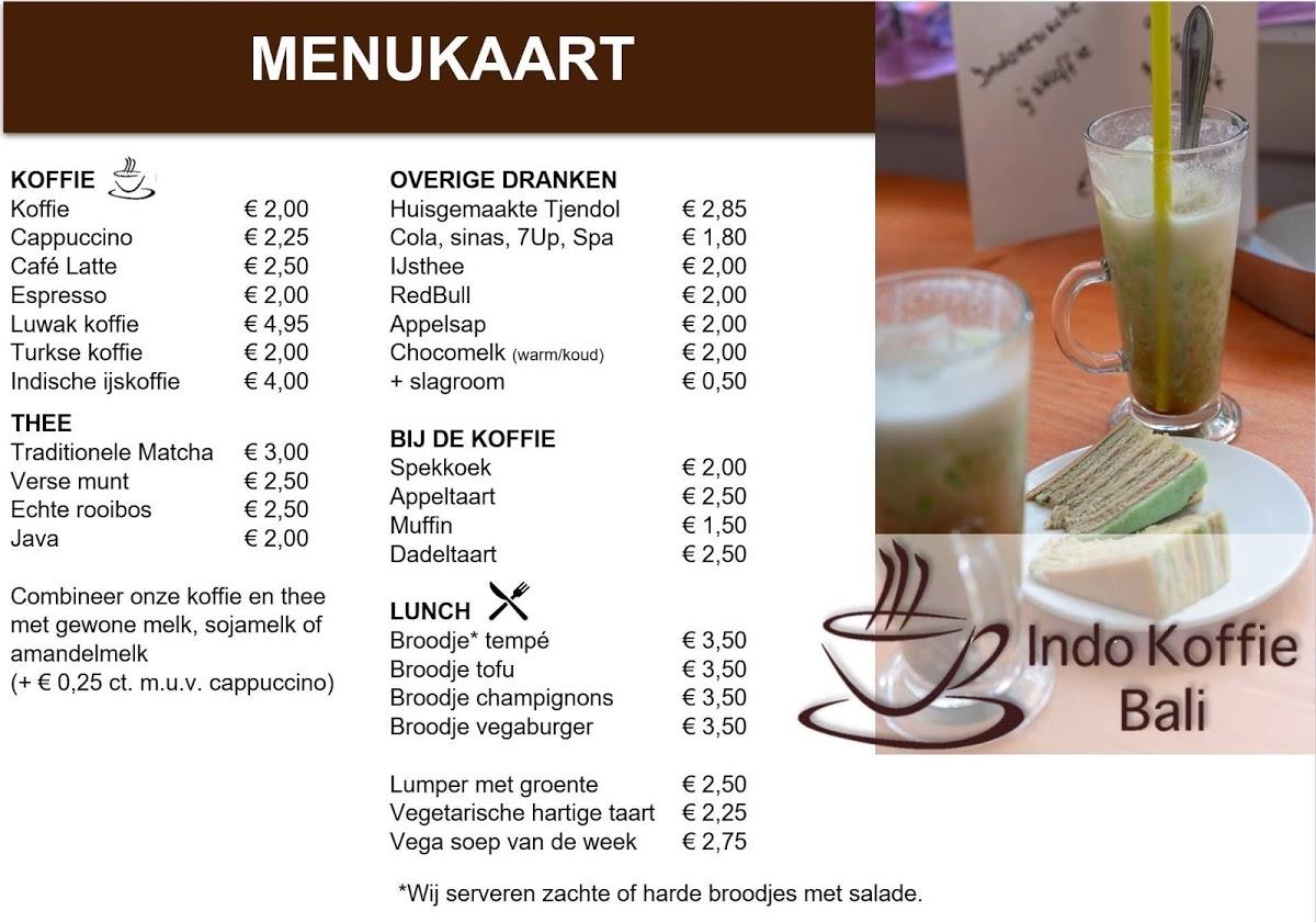 Menu at Indo Koffie Bali, Dordrecht, Vriesestraat 104