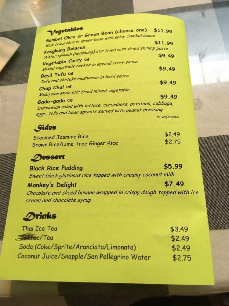 Carta del restaurante Lime tree, San Francisco, 836 Clement St