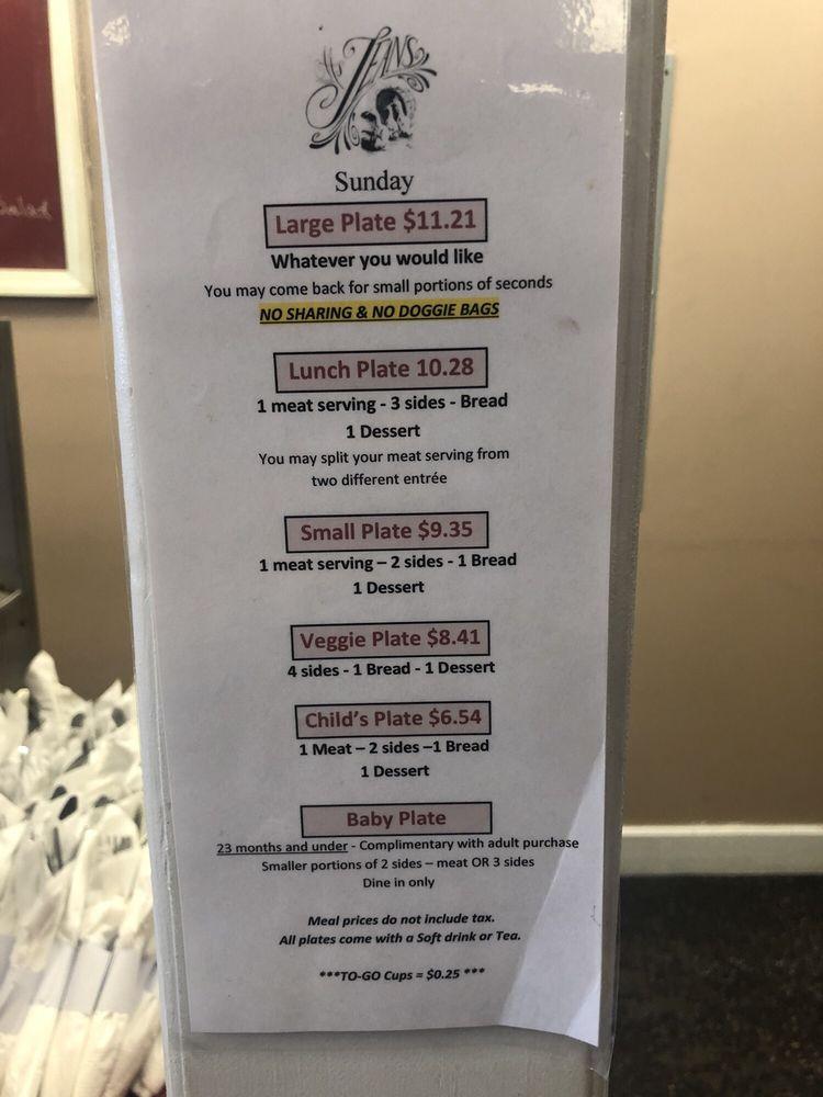 Menu at Ms. Jean's Restaurant, Rincon, 907 Lisa St