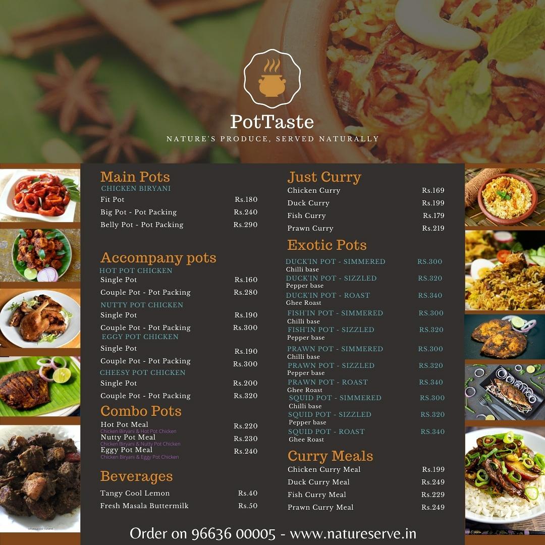 Menu at Pot Taste, Bengaluru