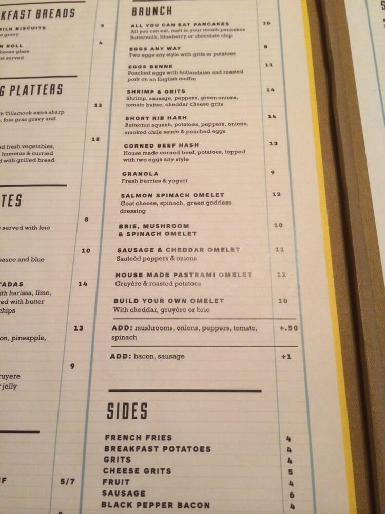 Menu at Rutledge Cab Company restaurant, Charleston