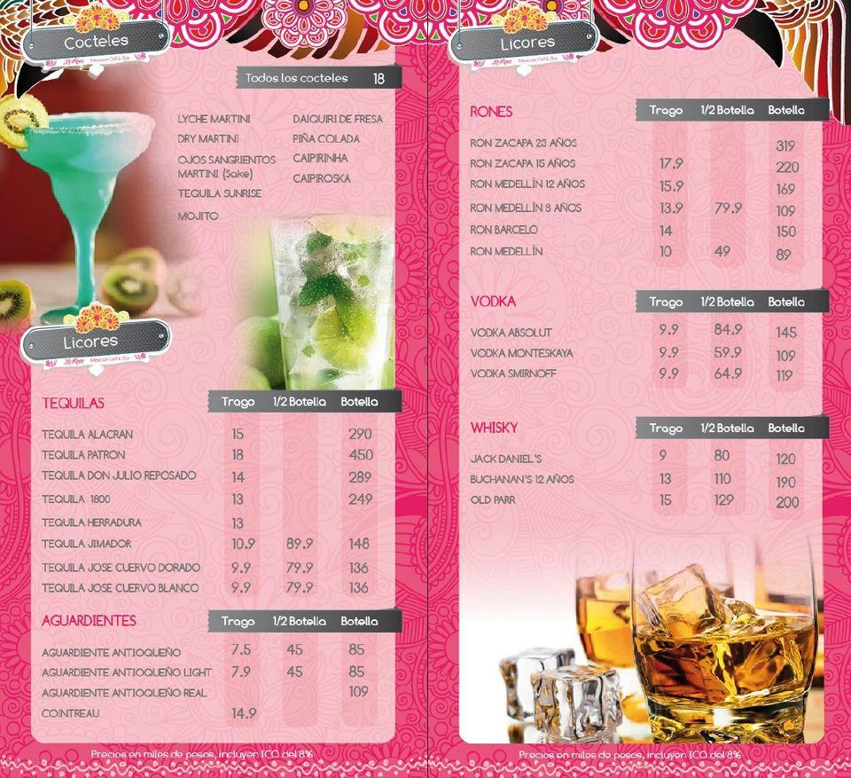 Menu at La Rosa - Mexican Grill & Bar, Medellín