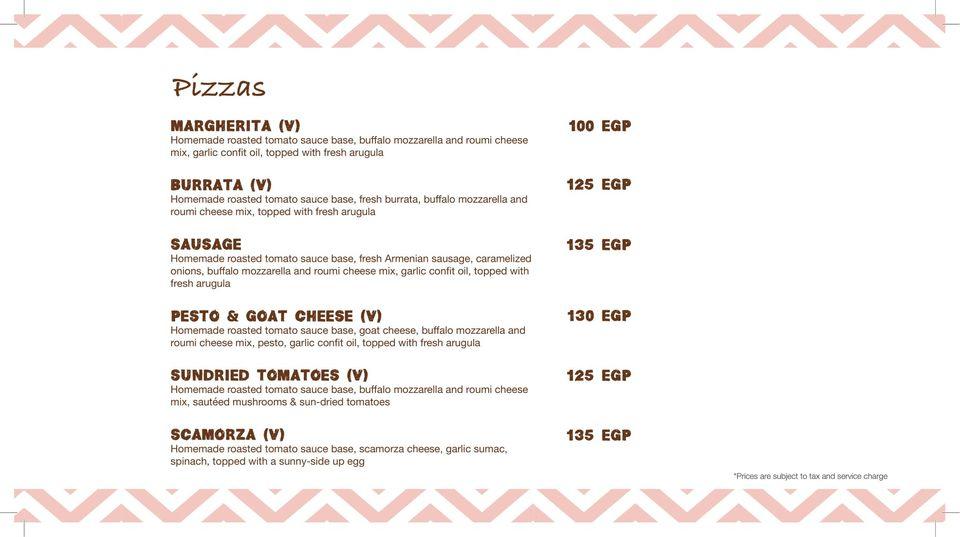 Menu at Lokali Egypt restaurant, Giza