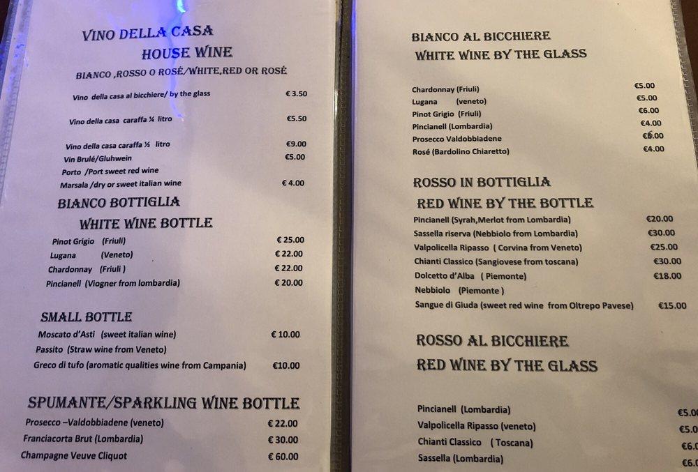 Menu da Bar Pasticceria Rossi, Bellagio