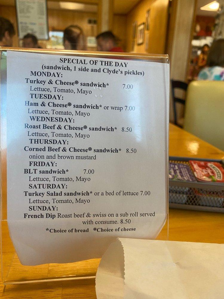 Menu at Clyde's Cozy Corner Cafe, Keystone Heights