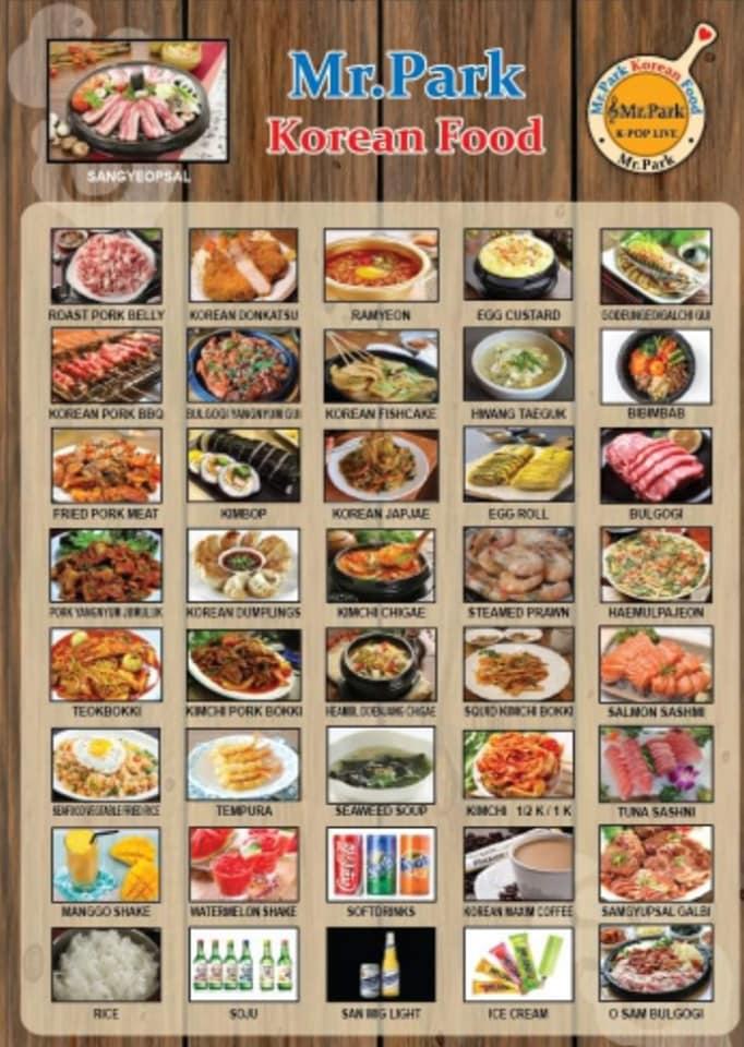 Menu at Mr. Park korean restaurant, Quezon City
