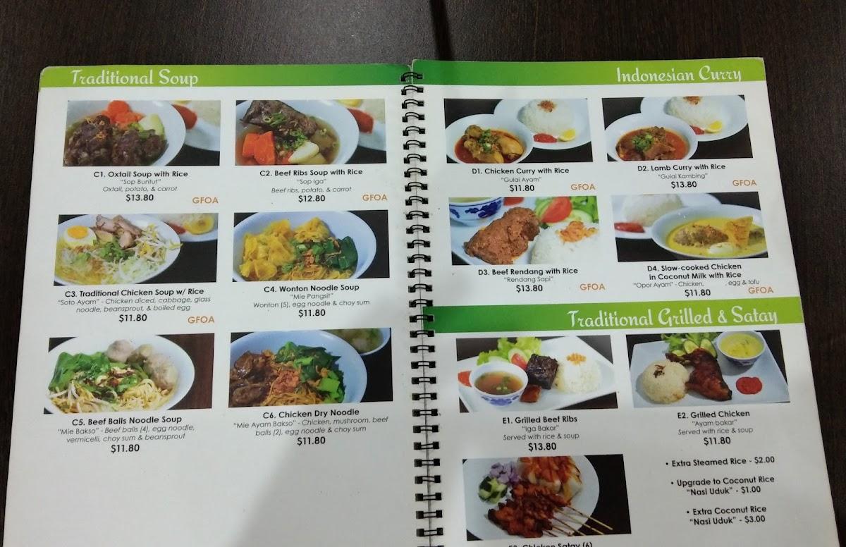 Menu at Pondok Daun Restaurant, Adelaide