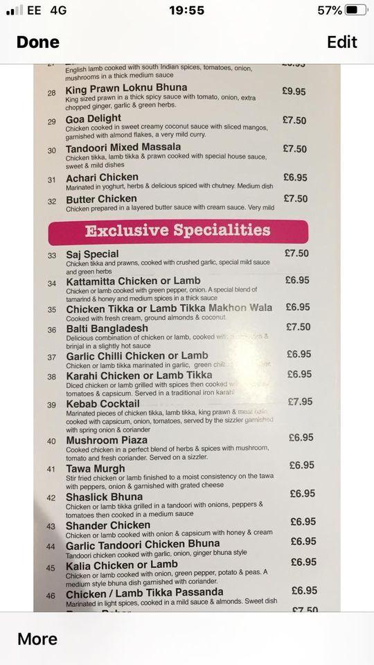 Menu at Saj Indian Limited fast food, Cinderford