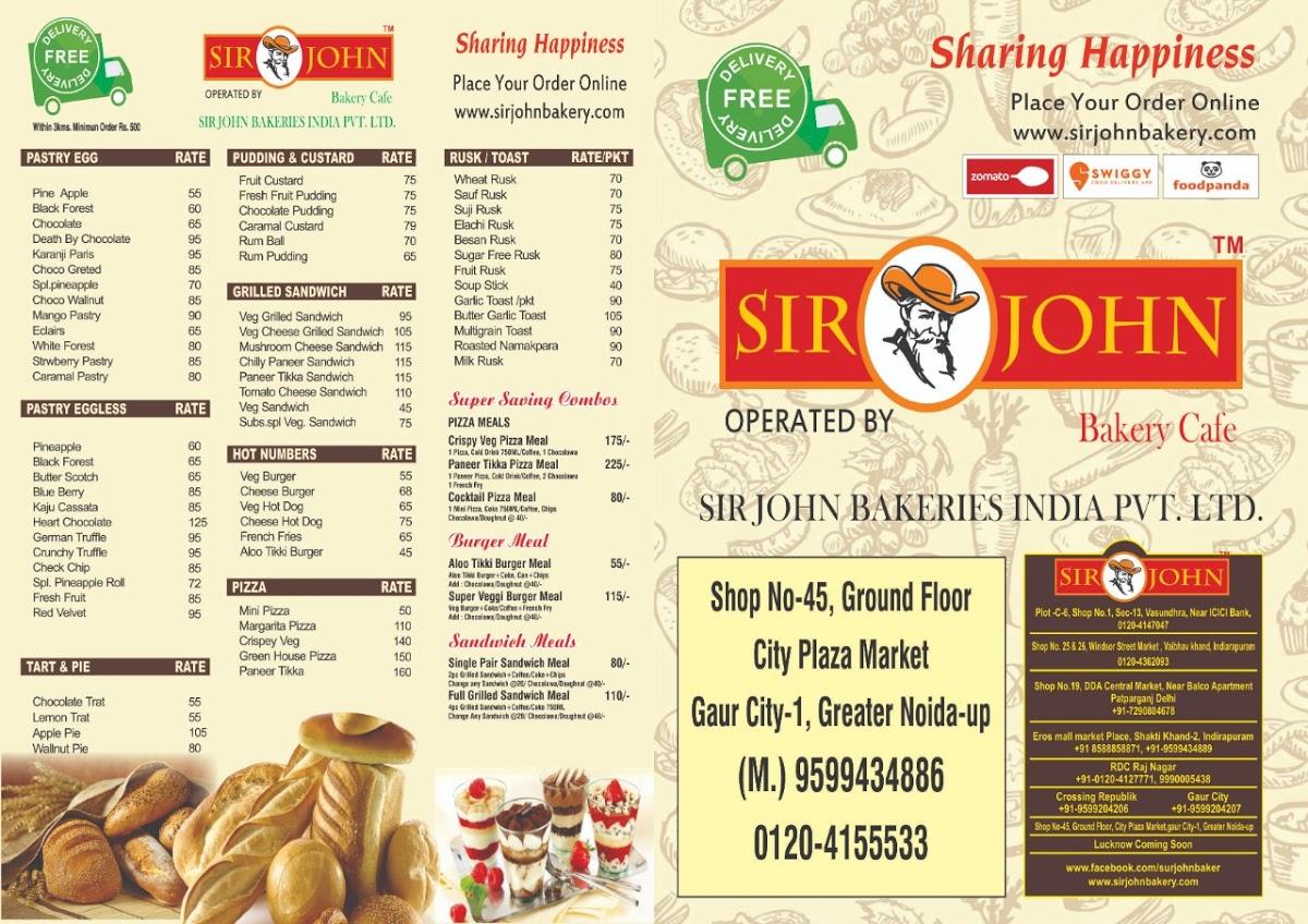 Menu at Sir John Bakery Cafe, Noida, SHOP NO 45
