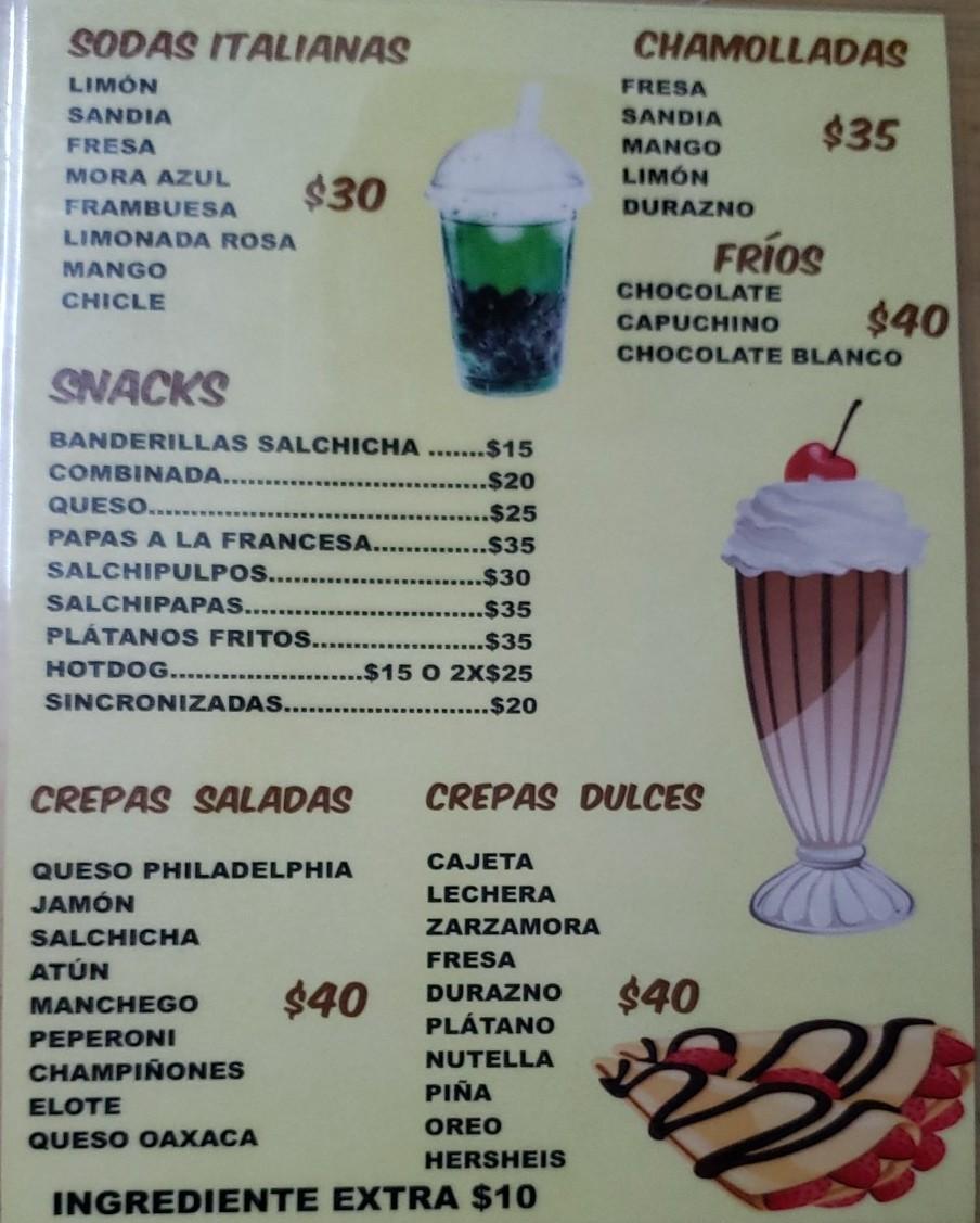 Menu at "Three coffee" cafetería y fuente de soda, Mexico