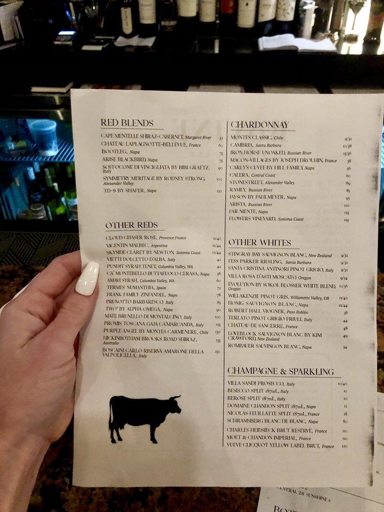 Menu at BoVine Steakhouse, Winter Park