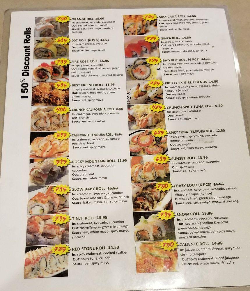 Menu at Kiraku restaurant, Gardena