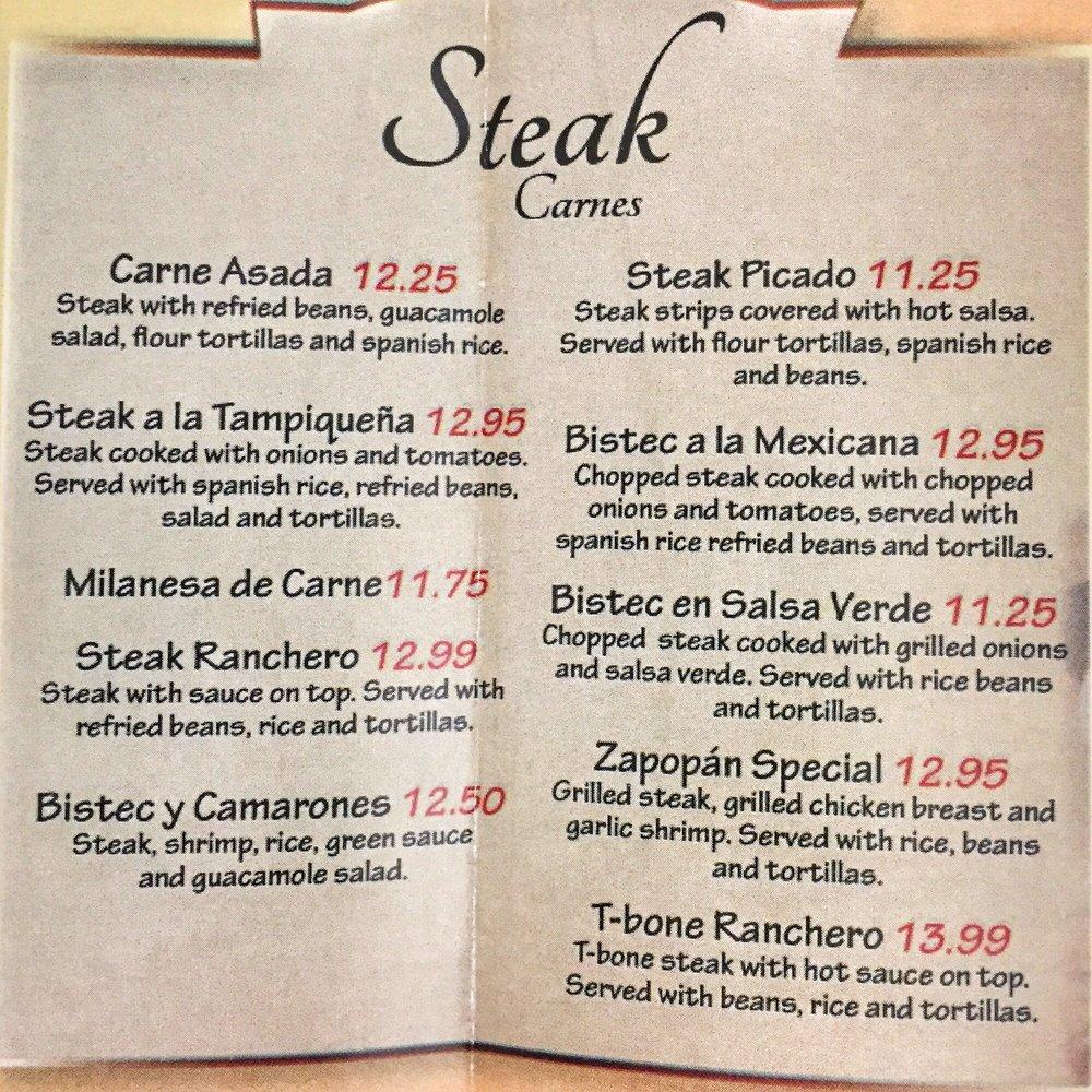 Menu at Los Tres Magueyes restaurant, Danville